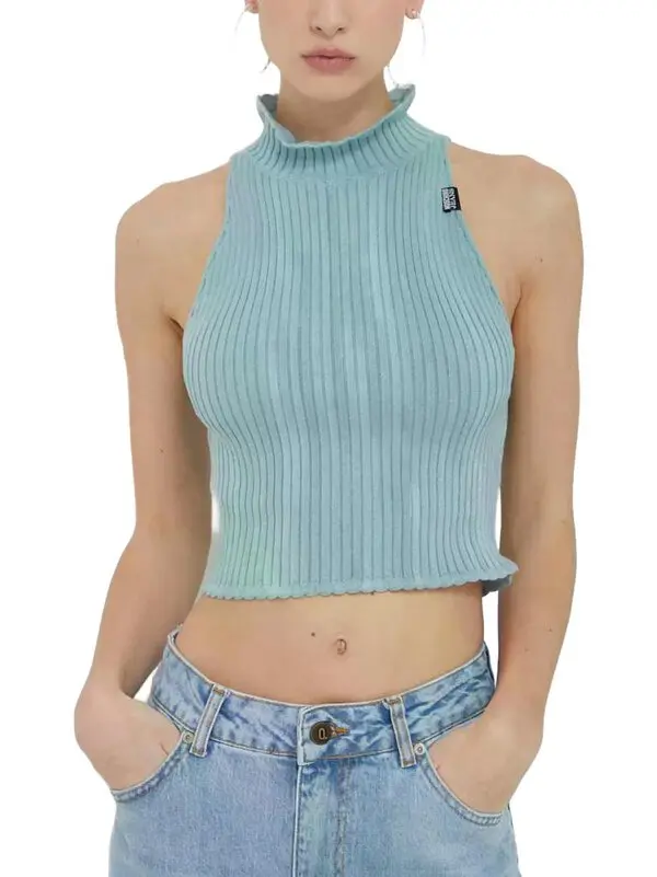 Moschino Ruffled Ribbed Knitwear - Blue