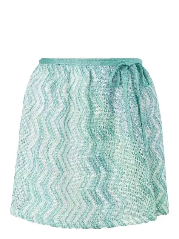 Missoni Zigzag-pattern Side-tie Mini Skirt - Blue
