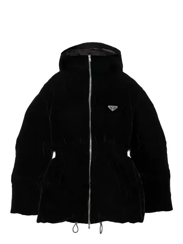 Prada Velvet Puffer Jacket - Black