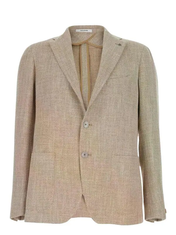 Tagliatore Herringbone Button Jacket - Neutrals