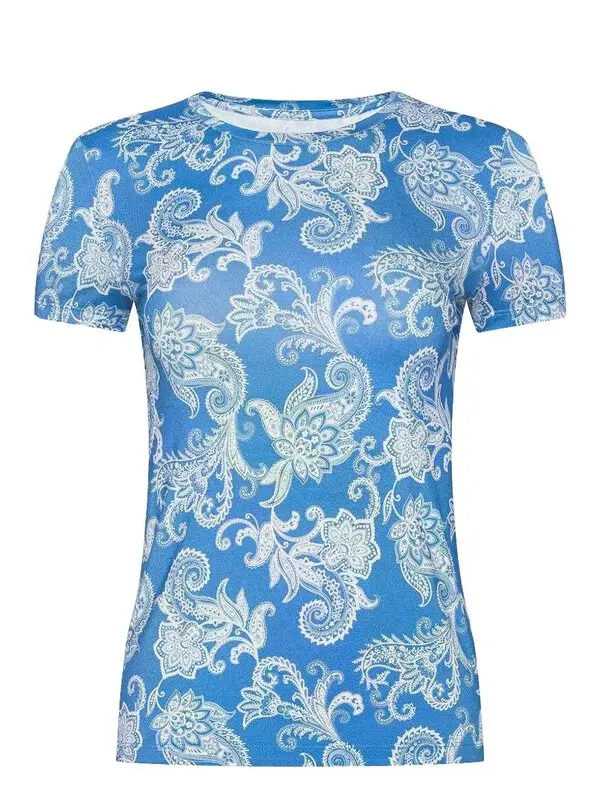 L'Agence Paisley Print T-shirt - Blue