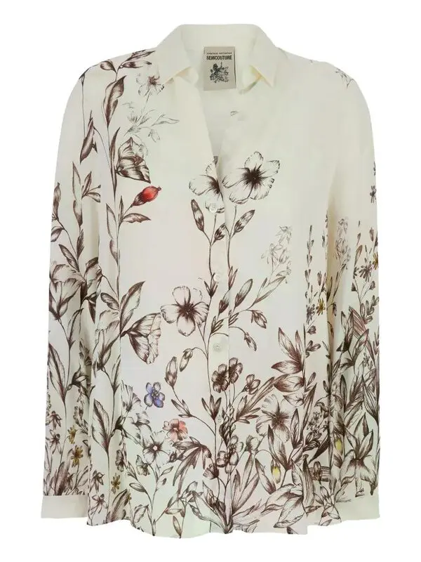 SEMICOUTURE Floral-print Buttoned Shirt - White