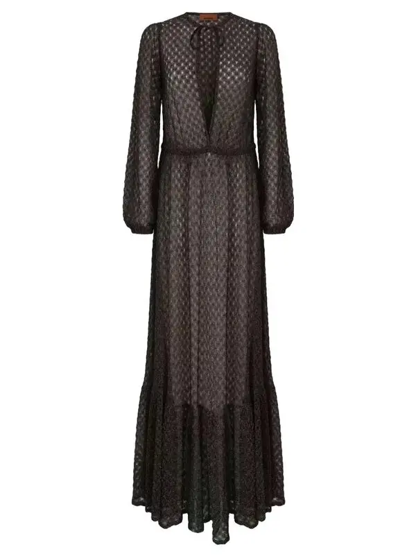 Missoni Tie-neck Maxi Dress - Brown