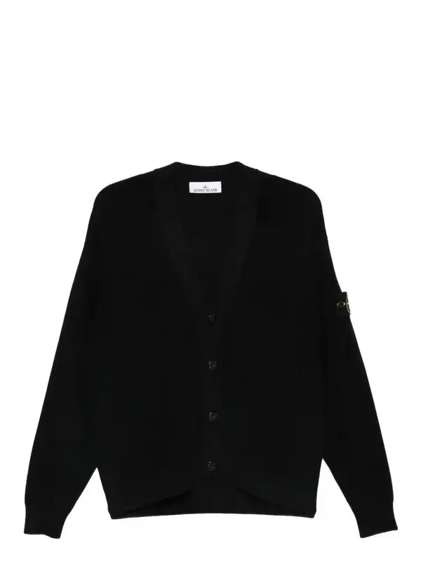 Stone Island V-neck Button Cardigan - Black