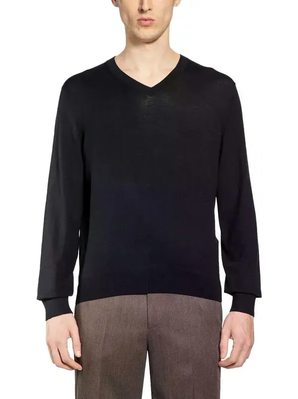 TOM FORD Long-sleeve V-neck Top - Black