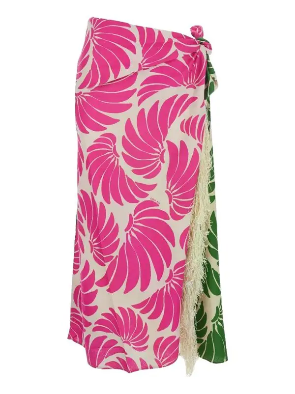 Farm Rio Banana Wings Midi Skirt - Pink