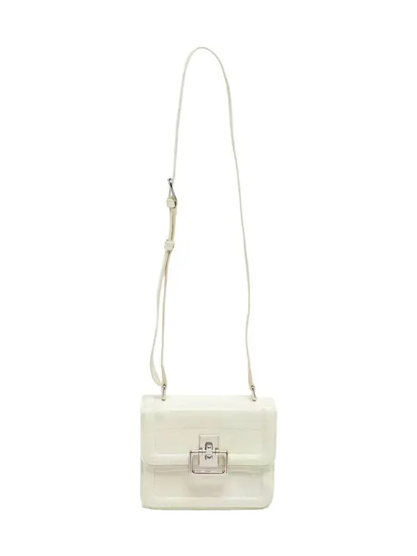 Furla Villa Croc-embossed Shoulder Bag - White
