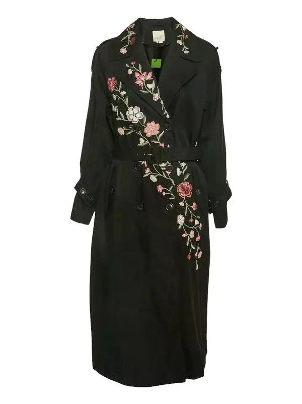 Kate Spade New York Floral Embroidery Coat - Black