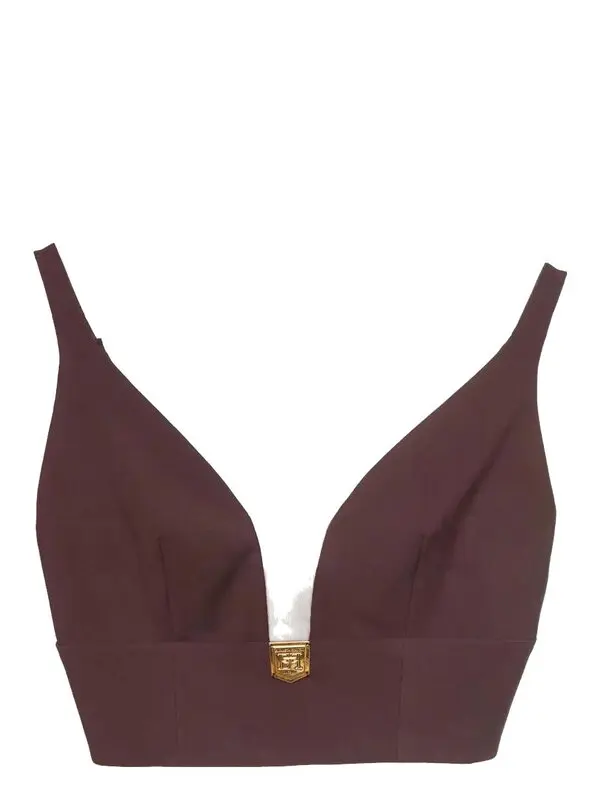 Elisabetta Franchi Crepe Logo Top - Purple