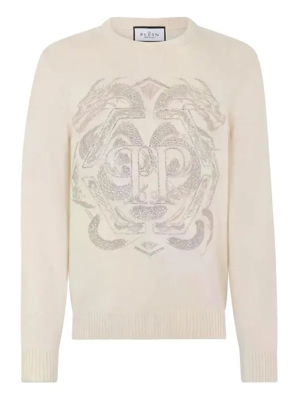 Philipp Plein Dragon-graphic Round-neck Sweater - White