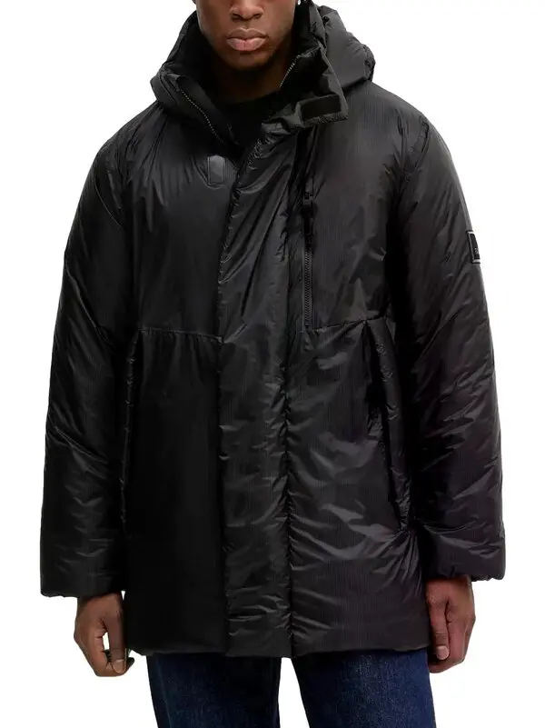 Rains 17240 Torna Insulated Hooded Panelled Jacket - Black