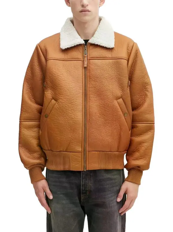 Alpha Industries Full-zip Shearling-collar Jacket - Brown