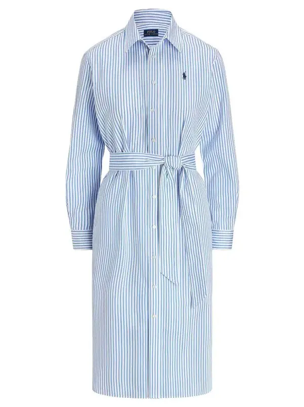 Polo Ralph Lauren Striped Belted Midi Dress - White