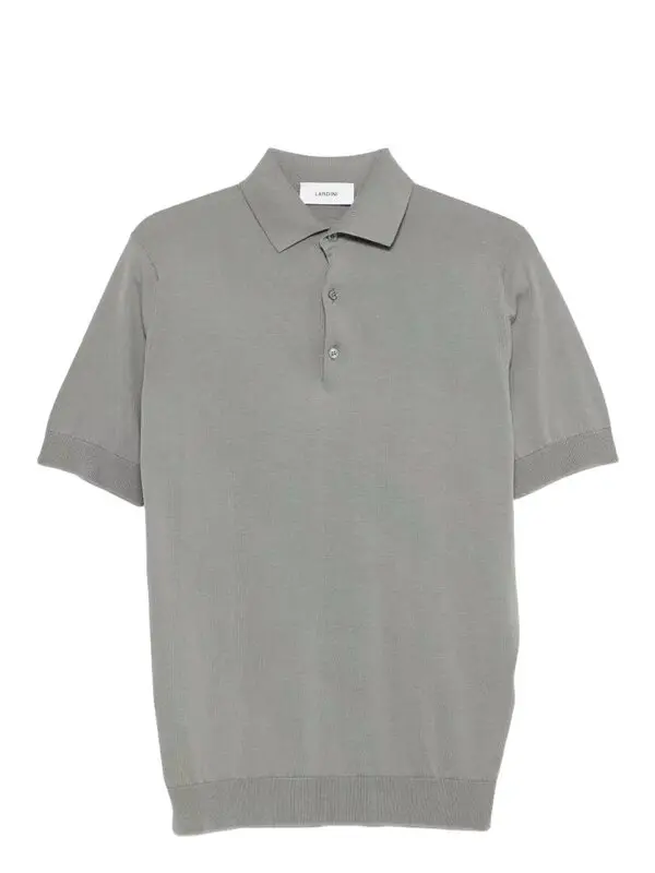 LARDINI Short-sleeve Knitted Polo Shirt - Grey