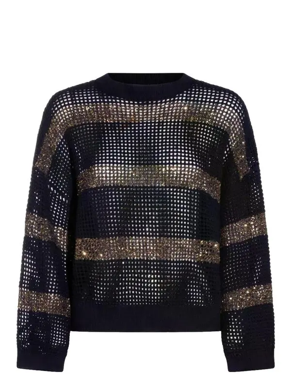 Brunello Cucinelli Sequin-embellished Open-knit Sweater - Blue