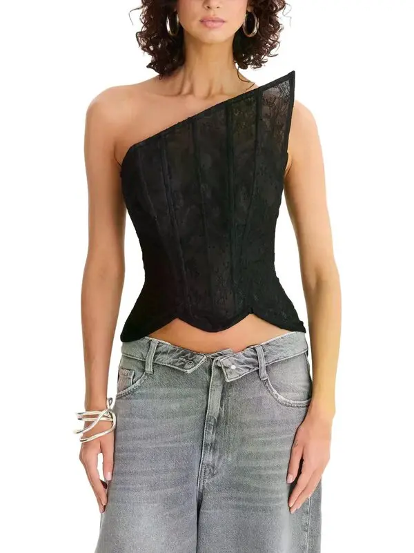 MOOS STUDIO Lace Corset Top - Black