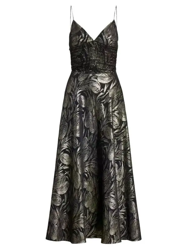 Ralph Lauren Henri Floral V-neck Midi Dress - Black