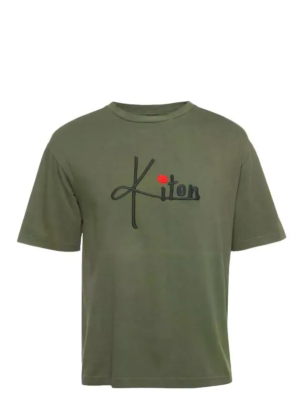 Kiton Crew-neck Embroidered-logo T-shirt - Green