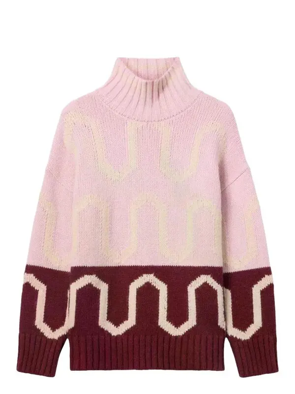 La DoubleJ Patterned Turtleneck Sweater - Pink