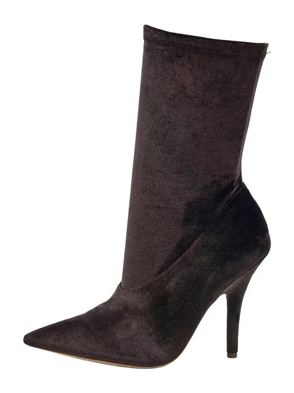 Yeezy Velvet Stiletto Boots - Brown
