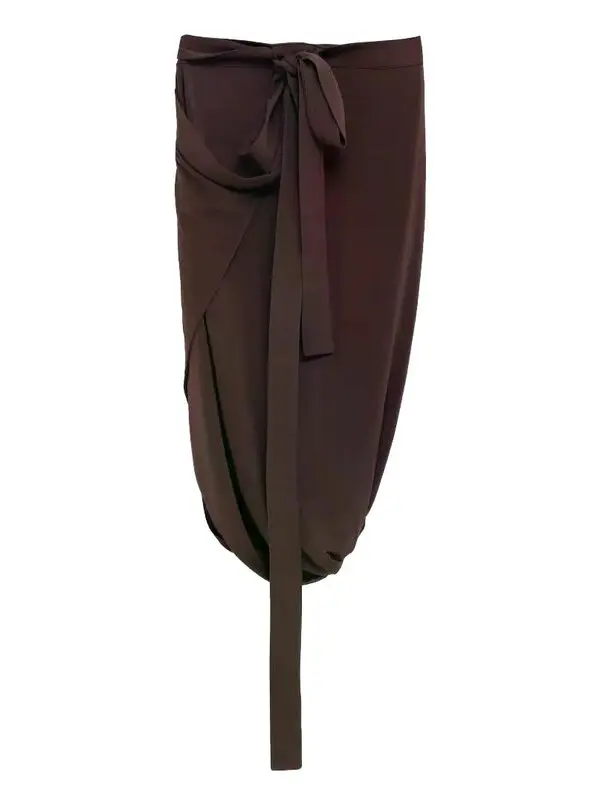 LEMAIRE Tie-detailed Draped Midi Skirt - Brown