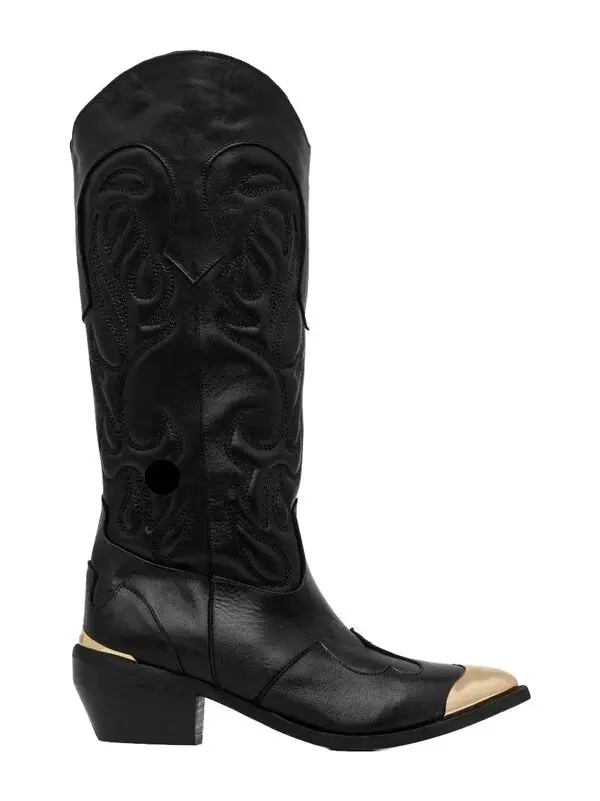 Just Cavalli Embossed Metal-toe Boots - Black