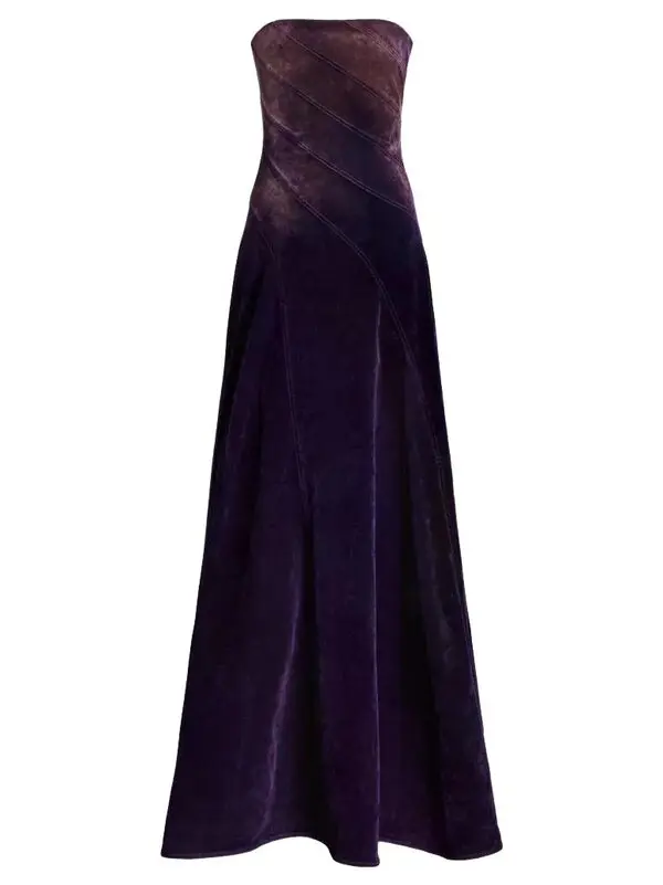 Ralph Lauren Diagonal-seam Strapless Maxi Dress - Purple