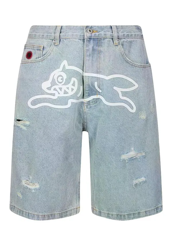 ICECREAM Running Dog Denim Shorts - Blue