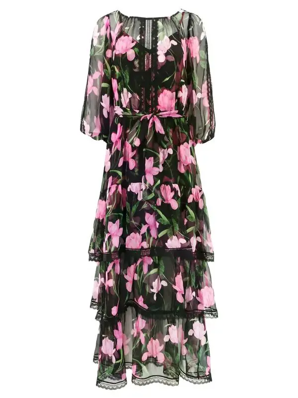 CHRISTY LYNN Nina Floral-print Midi Dress - Black