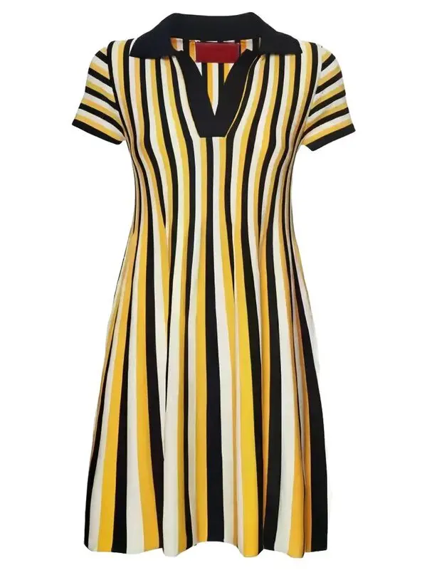 La DoubleJ Plaza Striped Collar Mini Dress - Yellow