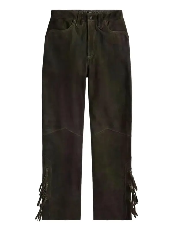 Ralph Lauren Fringed Leather Trousers - Black