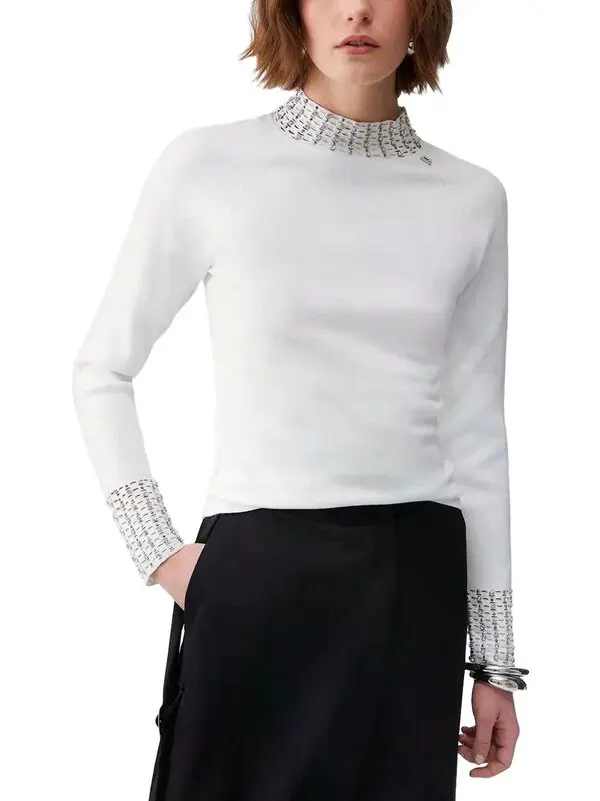 Liu Jo Jewel-embellished Cut-out Sweater - White