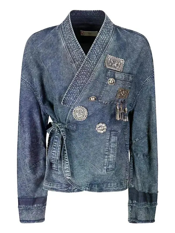 HUI HUI Charm-embellished Denim Jacket - Blue