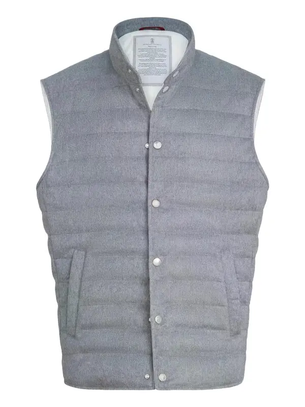 Brunello Cucinelli Flannel-textured Down Gilet - Grey