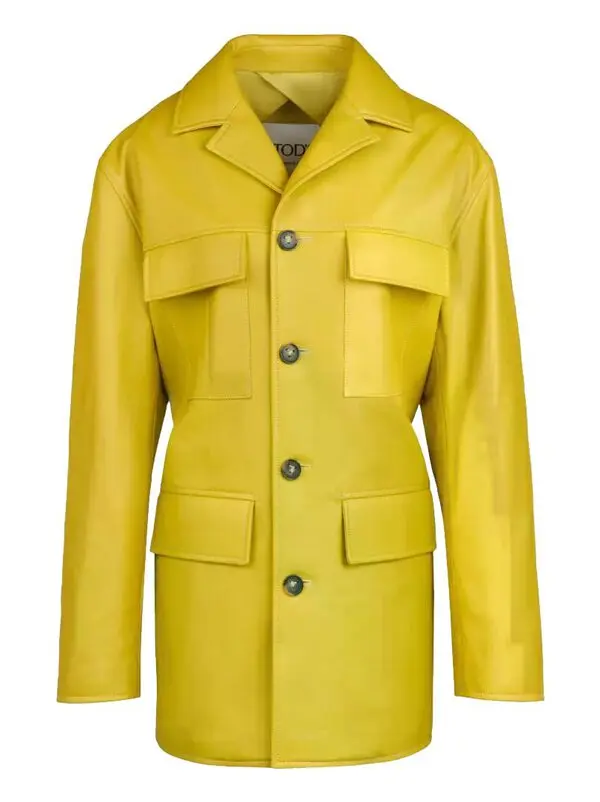 TOD'S Buttoned Leather Jacket - Yellow