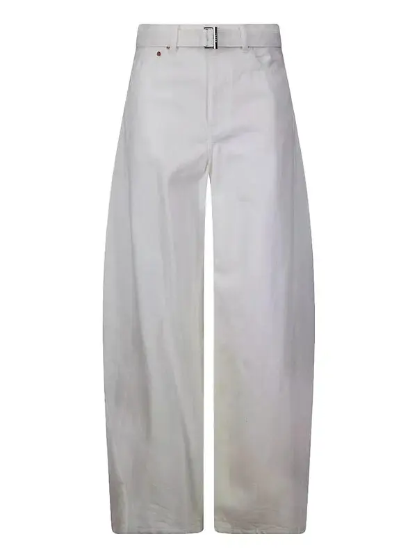 Sacai Belted Denim Trousers - White