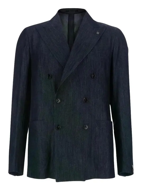 Tagliatore Double-breasted Denim Blazer - Blue