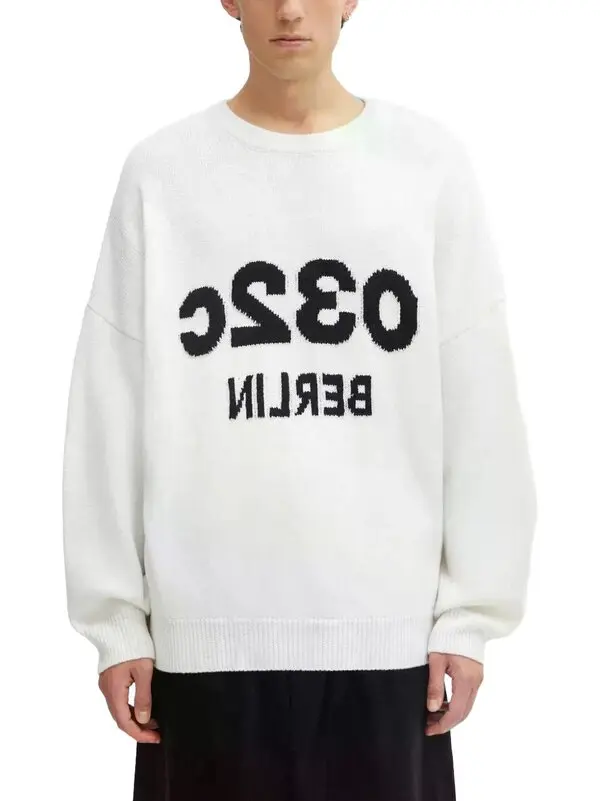 032C Graphic-print Crew-neck Sweater - White