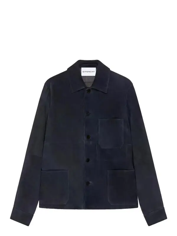 Givenchy Couture Seam Overshirt In Suede - Blue