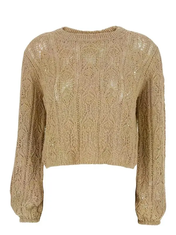 SEMICOUTURE Open-knit Cropped Sweater - Neutrals