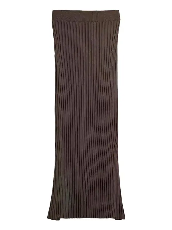 TOD'S Ribbed Knit Midi Skirt - Brown