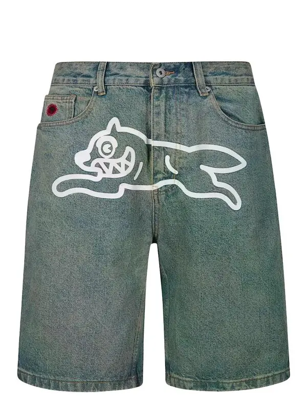 ICECREAM Running Dog Denim Shorts - Blue