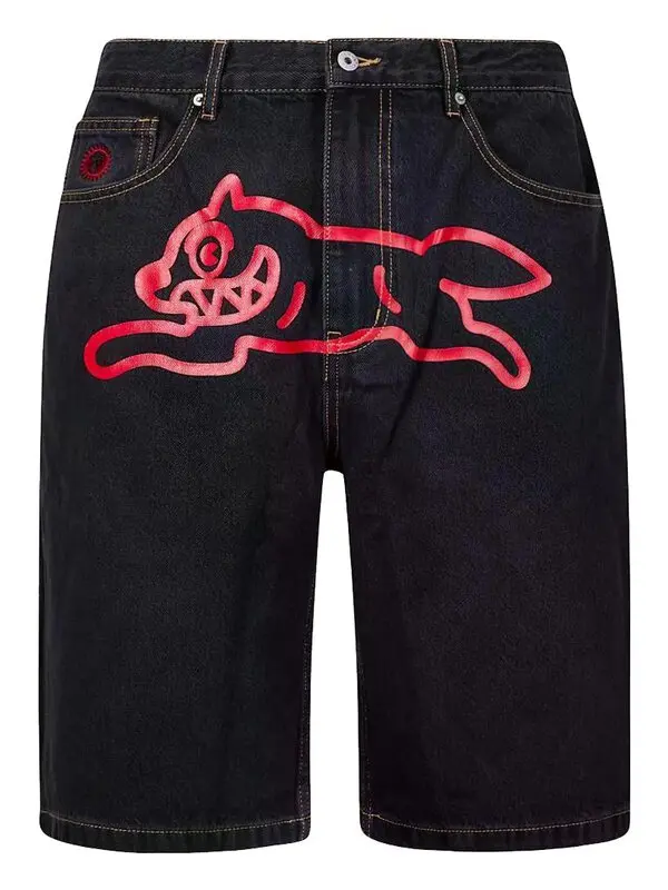 ICECREAM Running Dog Denim Shorts - Black