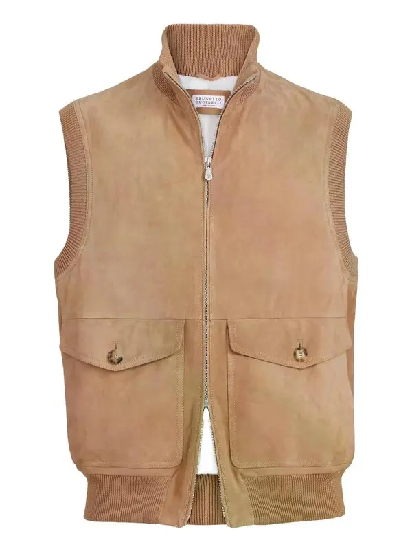 Brunello Cucinelli Padded Suede Gilet - Neutrals
