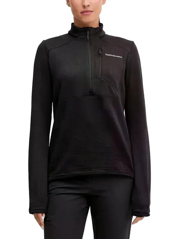 PEAK PERFORMANCE Half-zip Mock-neck Sweatshirt - Black