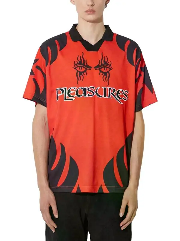 PLEASURES Logo-print Polo Shirt - Red