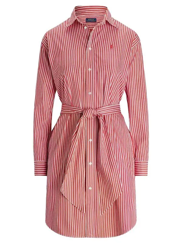 Polo Ralph Lauren Striped Midi Shirt Dress - Red