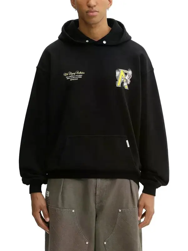 REPRESENT Graphic-print Drawstring Hoodie - Black