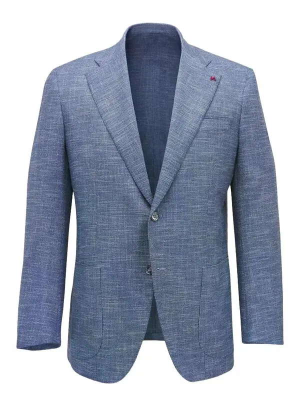 Isaia Textured Patch-pocket Blazer - Blue