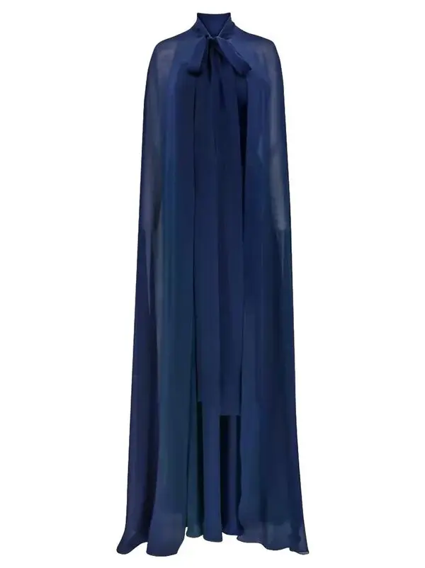 Elie Saab Silk Maxi Dress - Blue